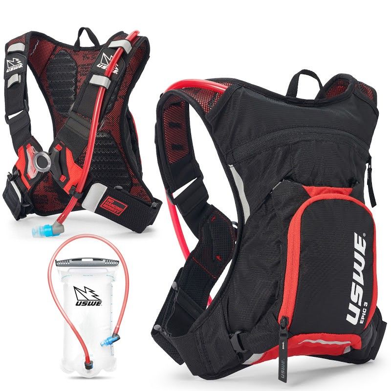 Mochila Uswe Epic 3 Hidratacion 3l Ndm 1.2 Negro/Rojo — Ebike-On